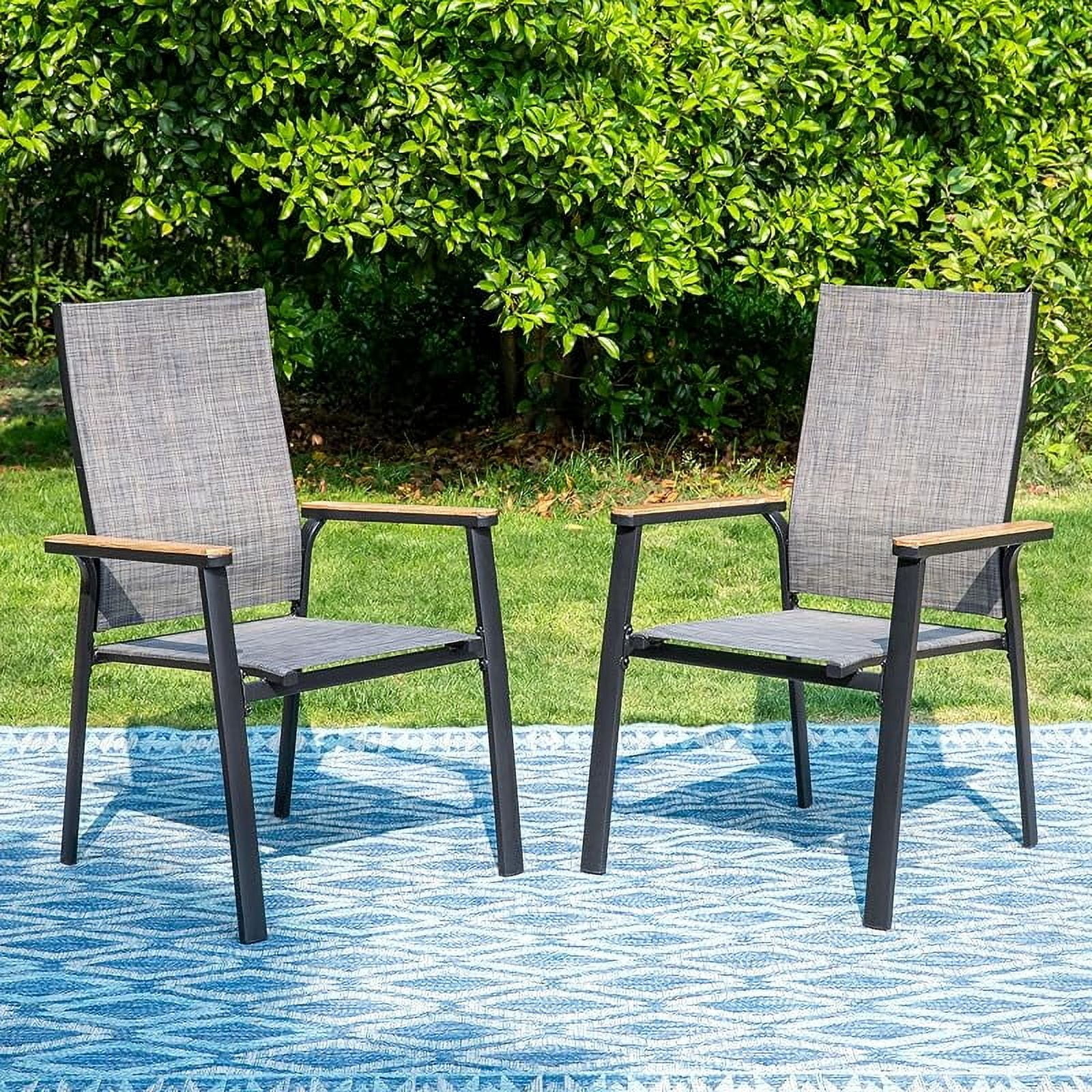 Outdoor Patio Dining Chairs, 2 PCS Aluminum Patio Dining Sling Chair ...