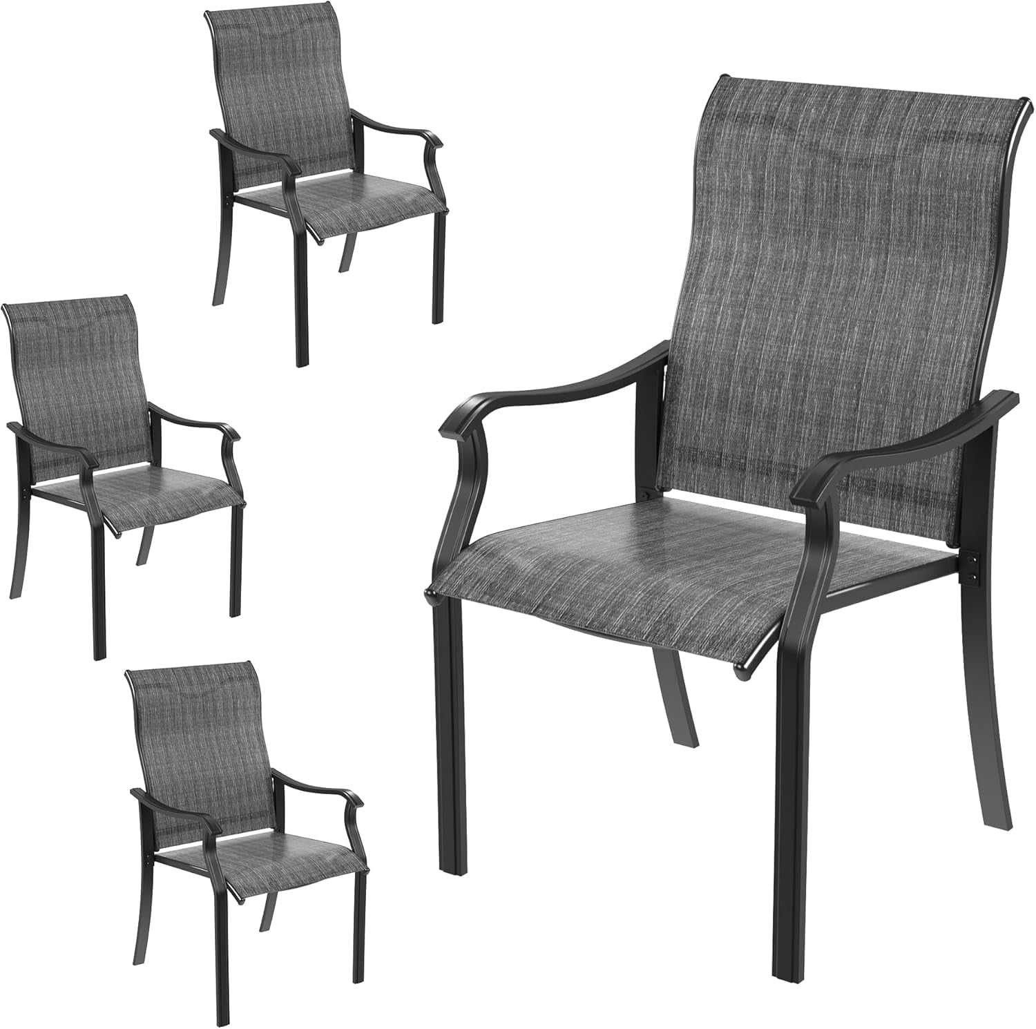 Outdoor Patio Dining Chairs Set of 4, High Back Patio Chairs, All ...