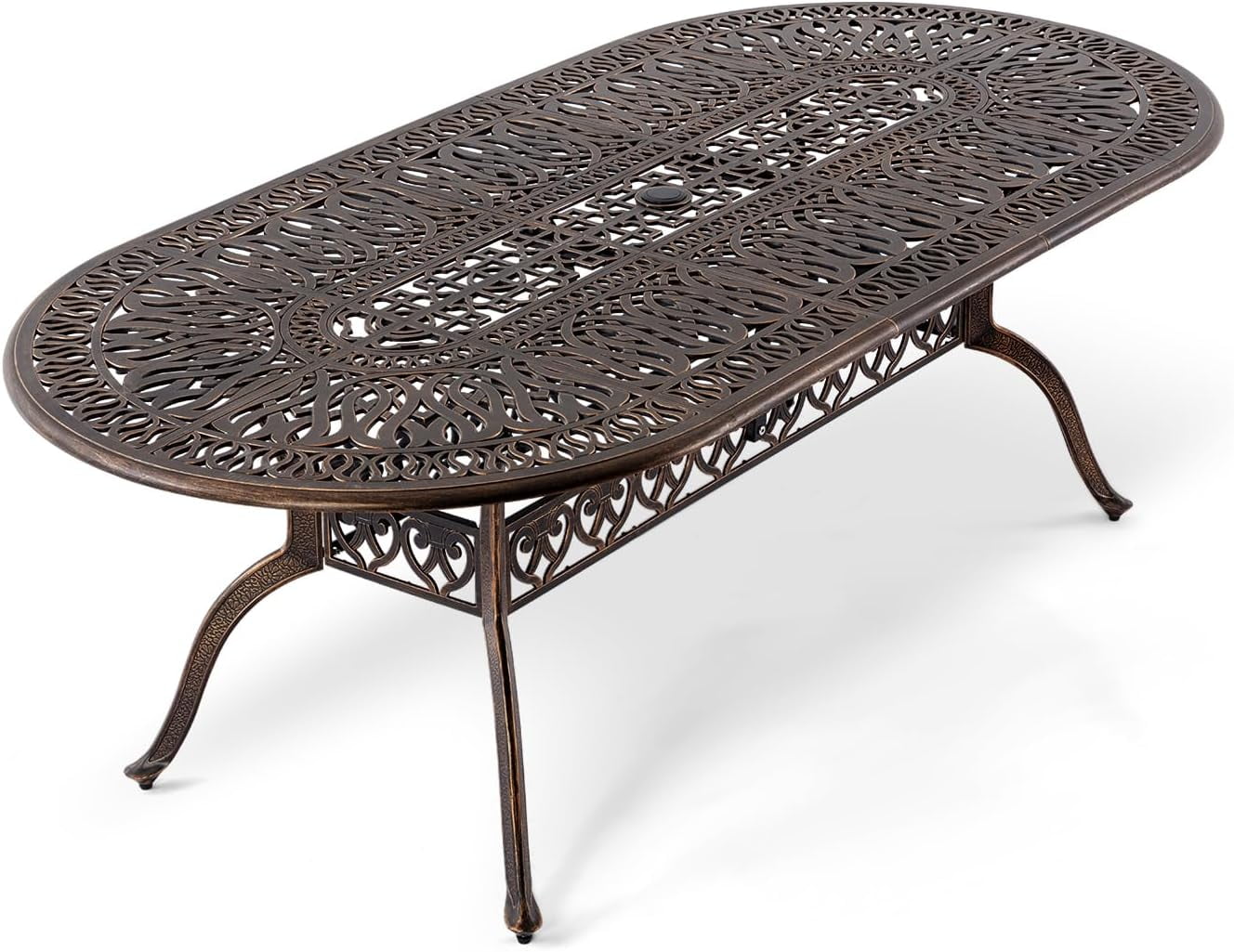 Outdoor Patio Dining Table - All-Weather Cast Aluminum 87" x 28.5“ Oval ...