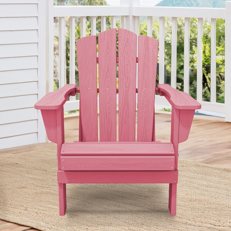 Outdoor Patio Folding HDPE Resin Adirondack Chair, Light Pink - Walmart.com