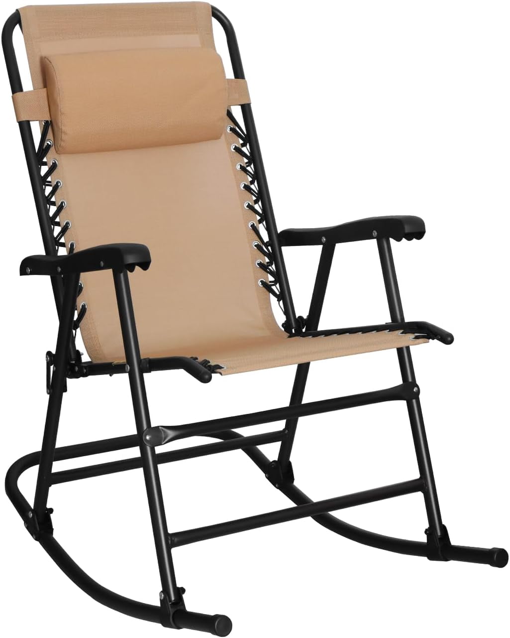 Outdoor Patio Folding Reclining Lounge Rocking Chair with Pillow ...