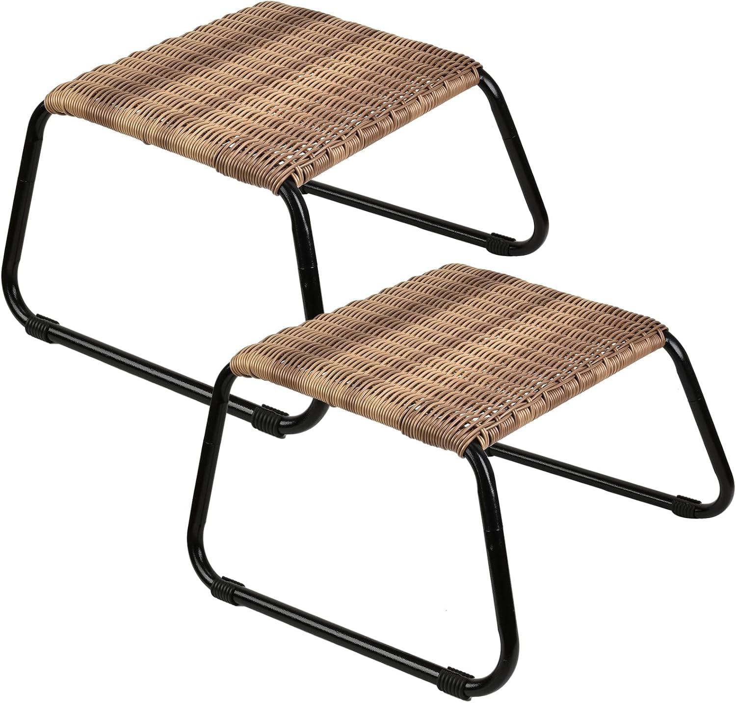 Outdoor Patio Footstools,PE Rattan Ottoman Wicker Foot Rest,Small ...