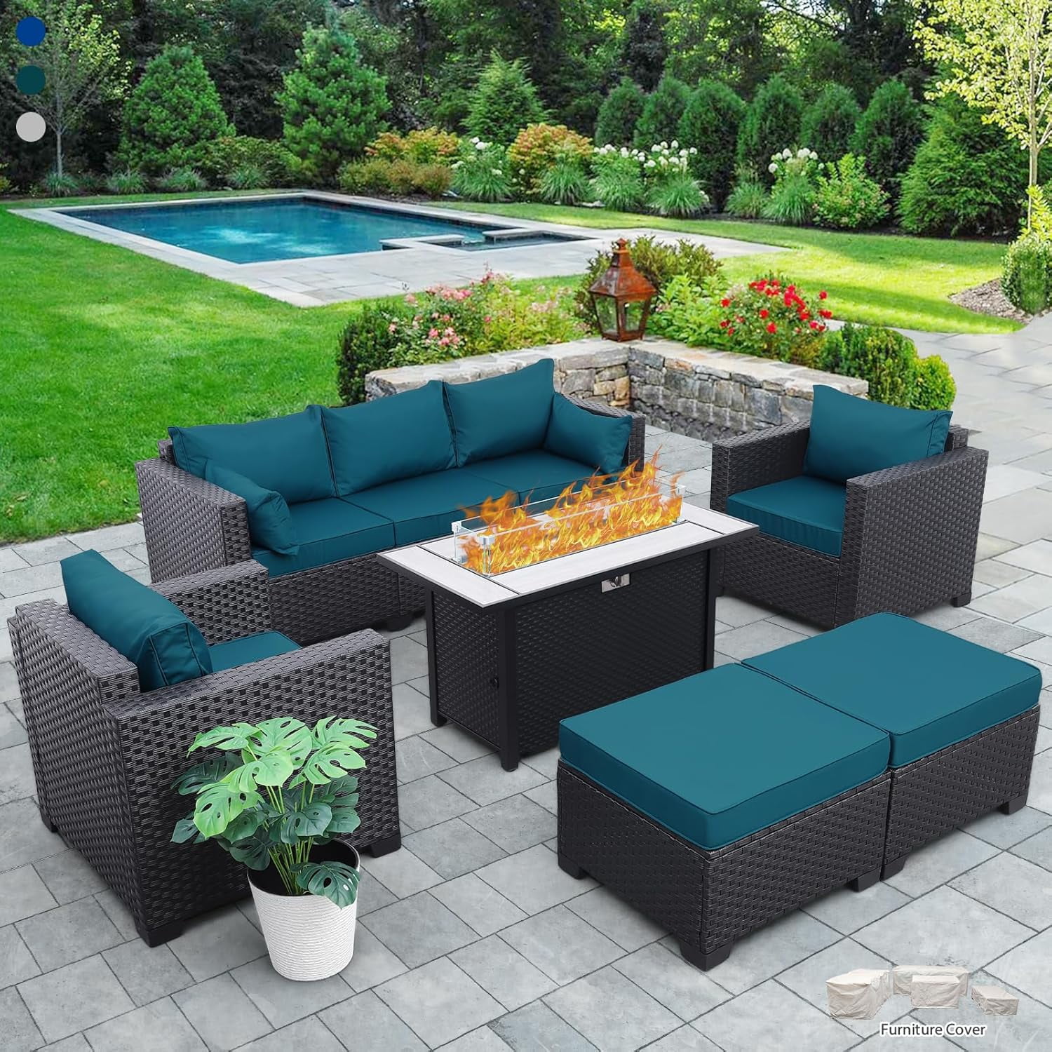 Outdoor Patio Furniture 60000 BTU Outdoor Propane Fire Pit Table Patio ...