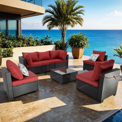 Outdoor Patio Furniture Set 7 Pieces Patio Sectional Furniture ...