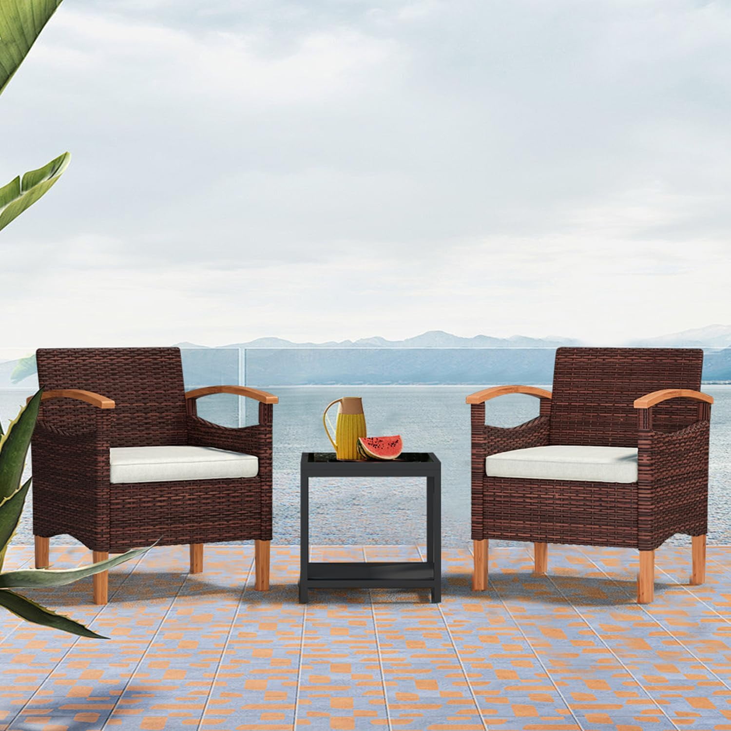 Outdoor Patio Furniture Set with Coffee Table 3 Piece Patio ...