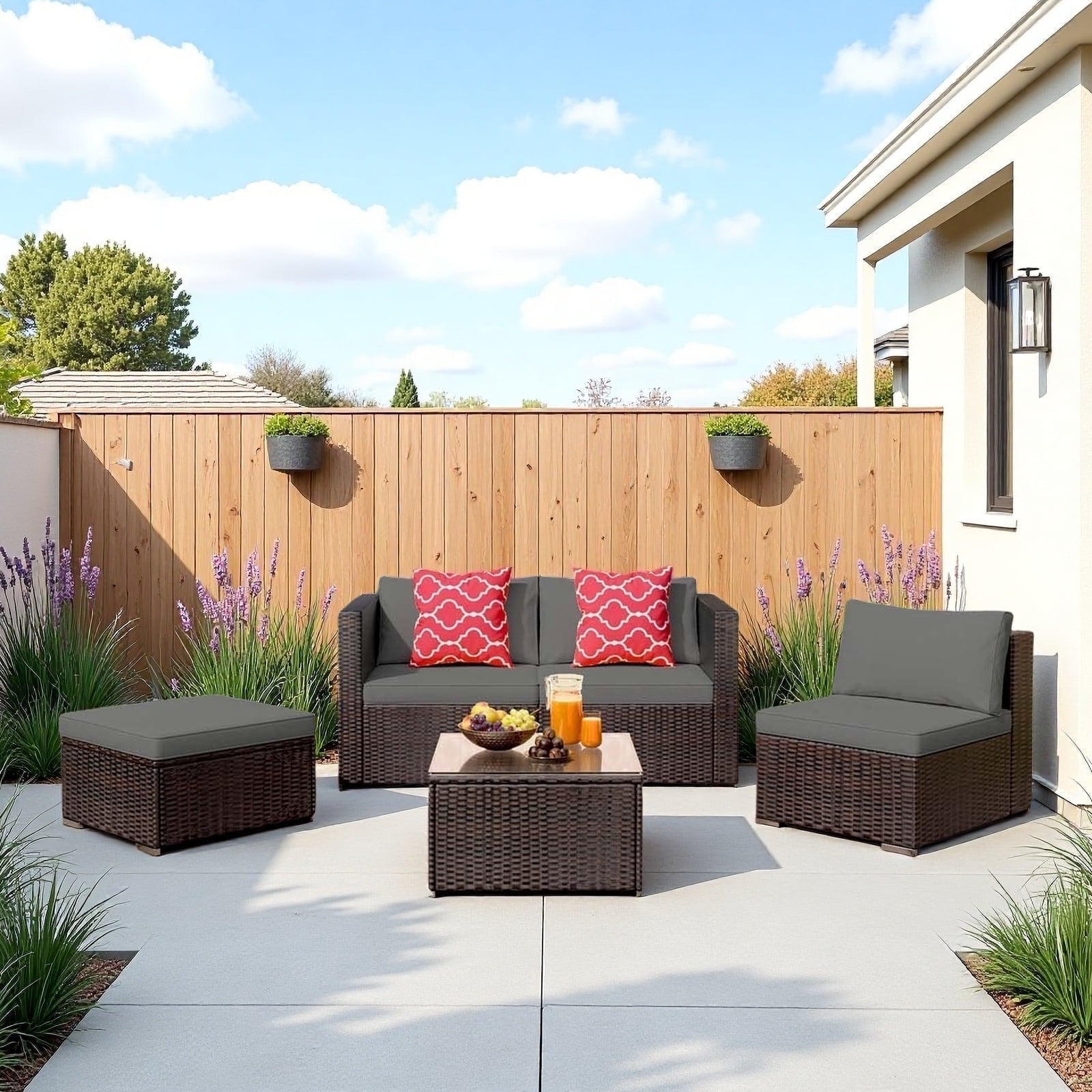Patio Furniture Set, Lofka 5 Pieces Outdoor Furniture Set Clearance ...