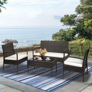 OC Orange-Casual 3-Piece Outdoor Loveseat, Ottoman Patio Set, Brown ...