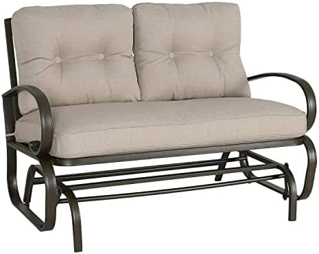 Outdoor Patio Glider Bench Loveseat - Cushioned 2 Person Rocking ...