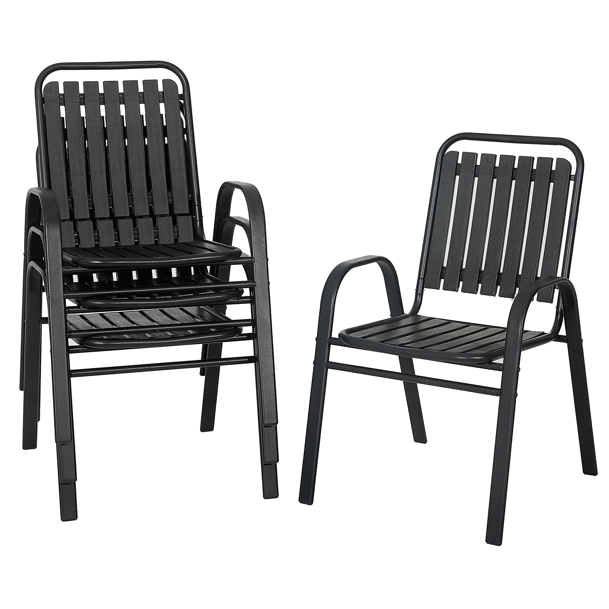 Outdoor Patio Lawn Dinning Chairs Set of 4 High Back Stackable Chairs ...