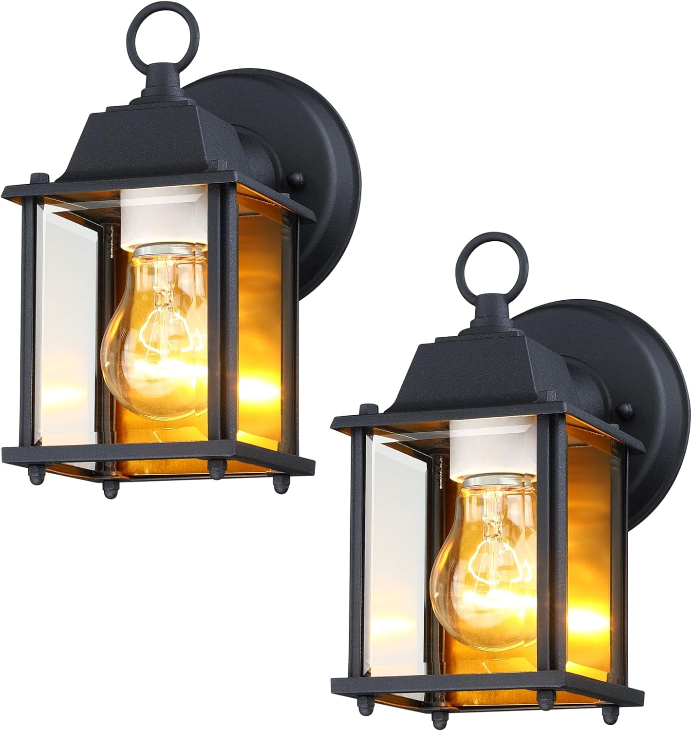 Outdoor Patio Lights, Pack of 2 Exterior Wall Sconce, Clear Glass Light ...