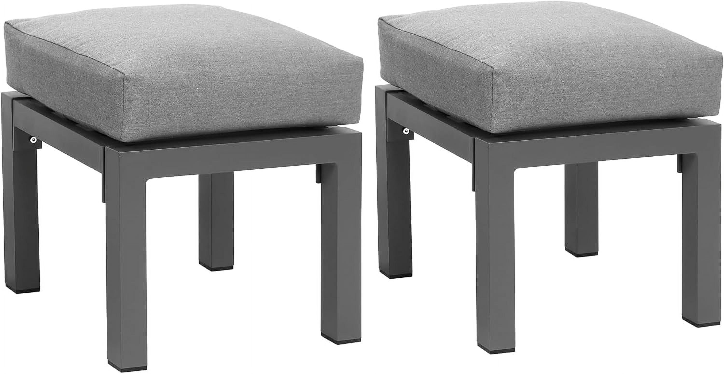 Outdoor Patio Ottomans Set of 2, Aluminum Outdoor Foot Stools with ...
