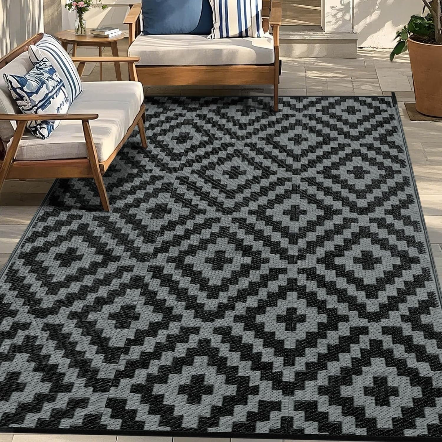 Outdoor Patio Plastic Straw Rug - 6'x9' Outdoor Camping Rug Waterproof ...