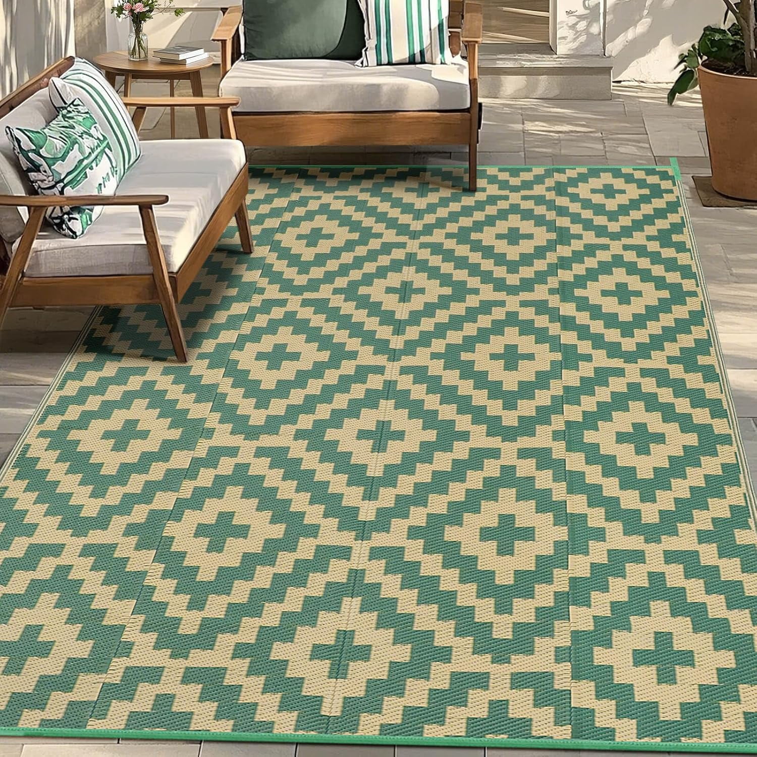 Outdoor Patio Plastic Straw Rug - 6'x9' Outdoor Camping Rug Waterproof ...