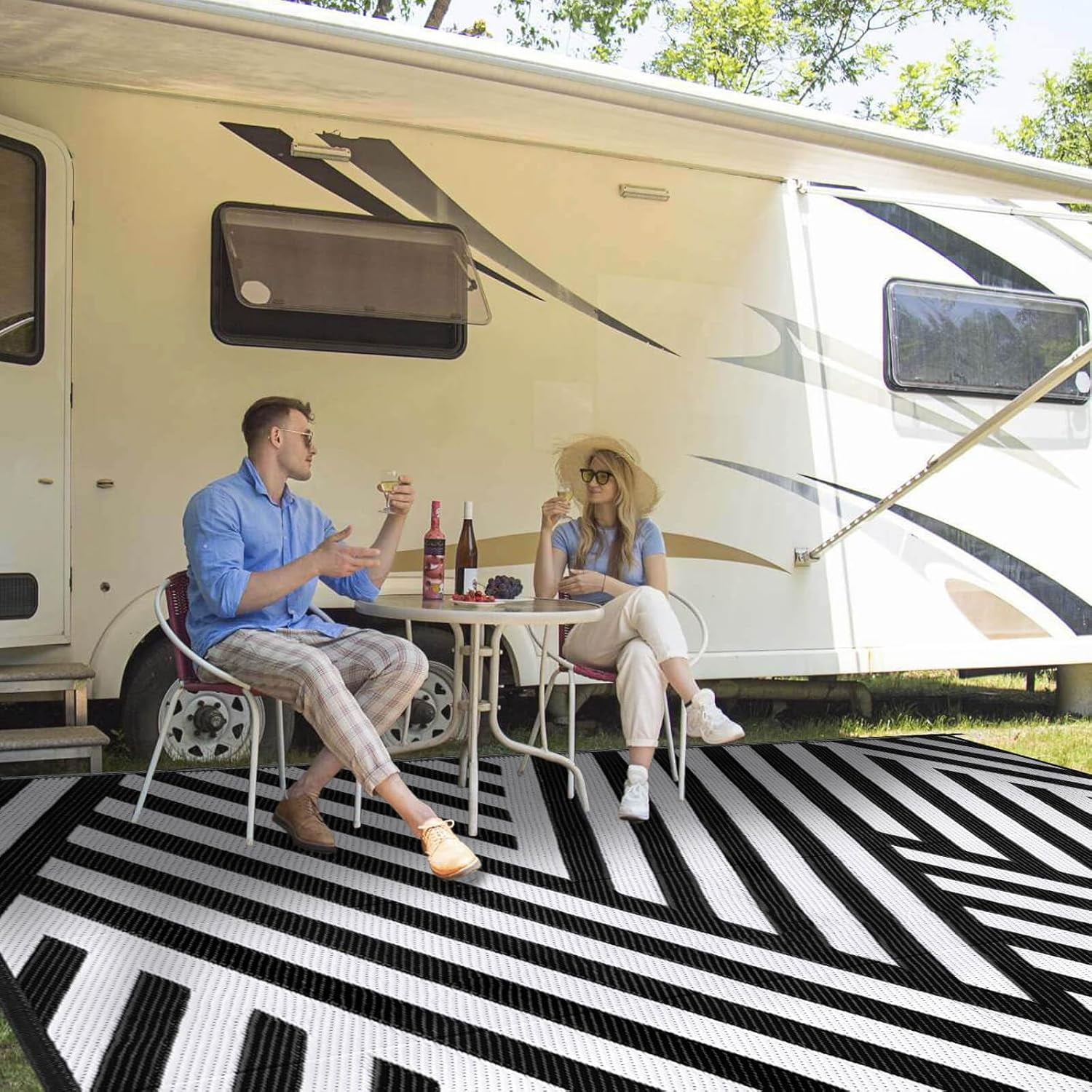 Outdoor Patio Plastic Straw Rug - 9'x12' Outdoor Camping Rug Waterproof ...