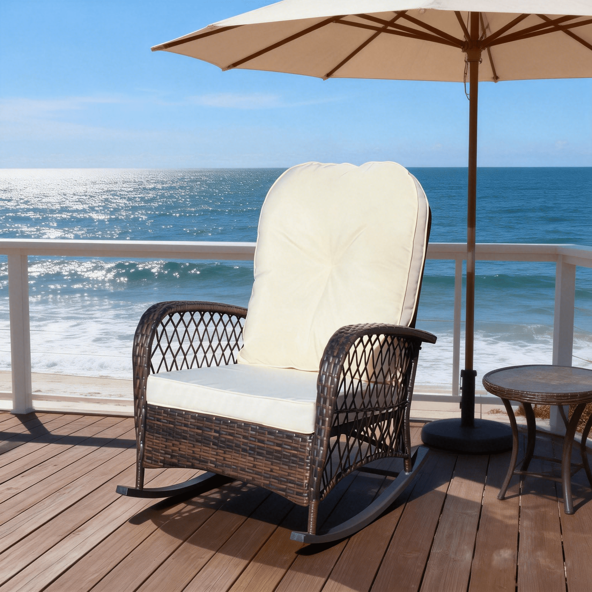 Outdoor Patio Rattan Rocking Chair ,All-Weather Wicker Rocking Chair ...