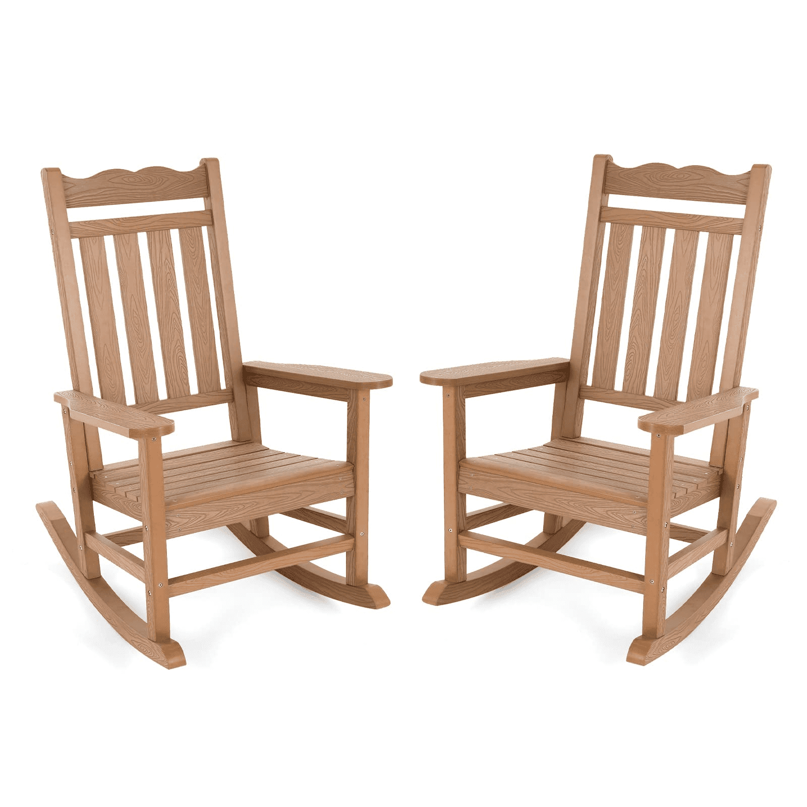 Outdoor Patio Rocking Chair Set of 2, Brown Garden Porch Rocker ...