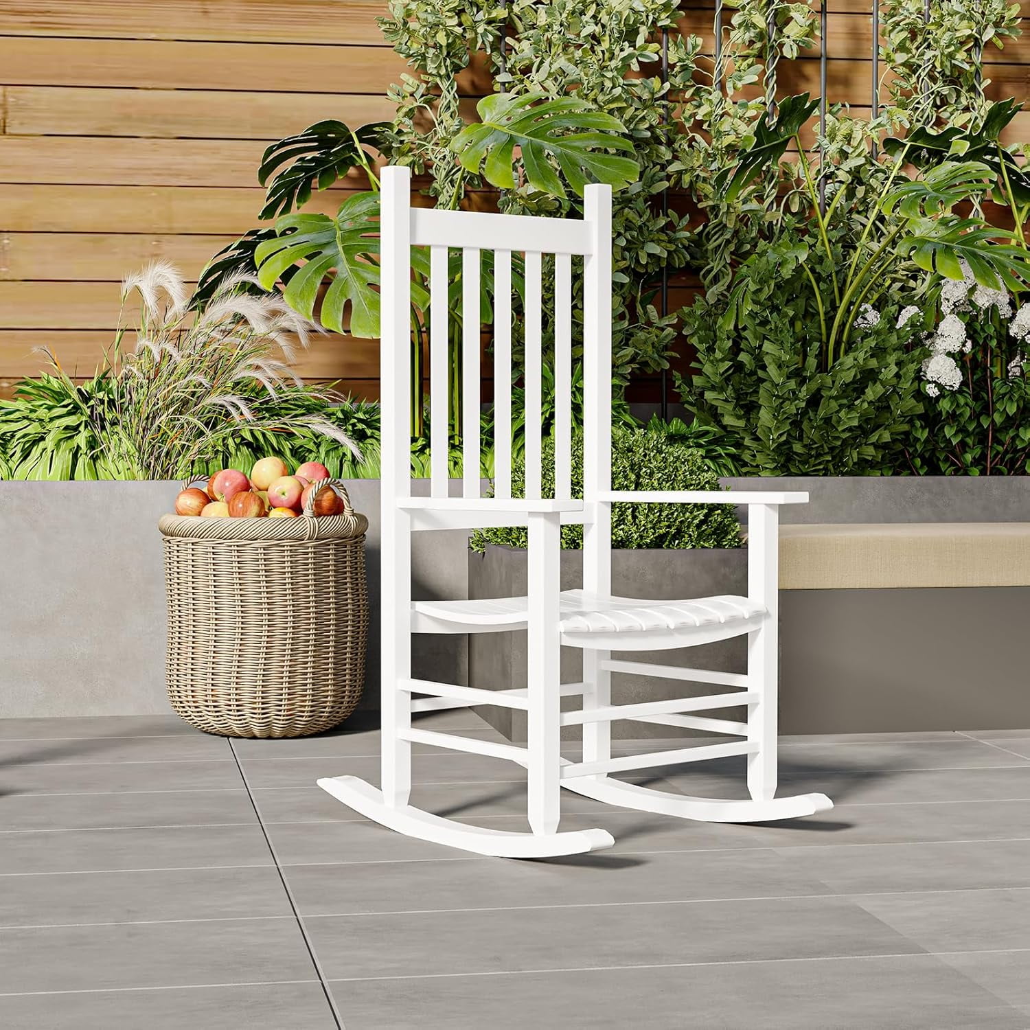 Outdoor Patio Rocking Chair, All Weather Resistant Poly Lumber Porch ...