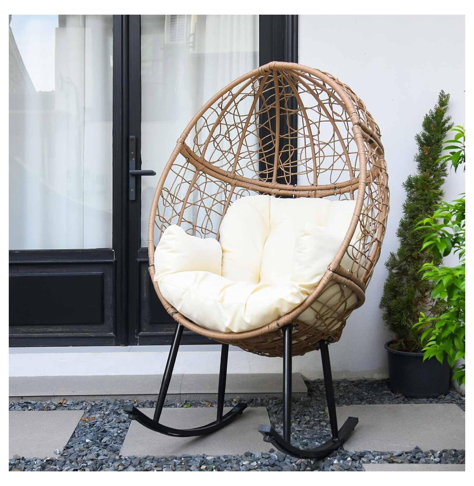 Outdoor Patio Rocking Egg Chair for Outdoor, Oversized Lounger Chair ...