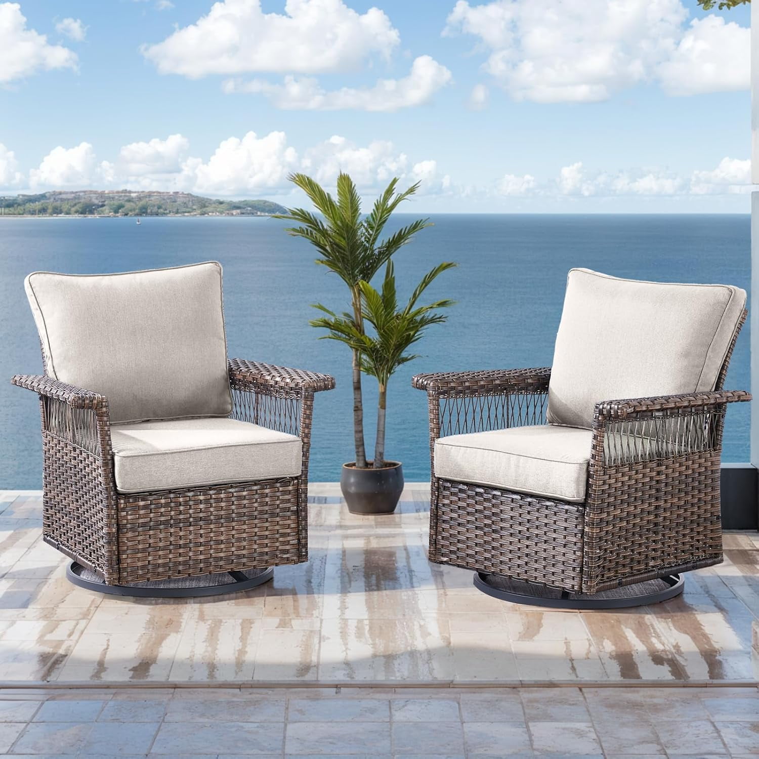 Outdoor Patio Rocking Swivel Chairs - 2PC Wicker Patio Furniture Rocker ...