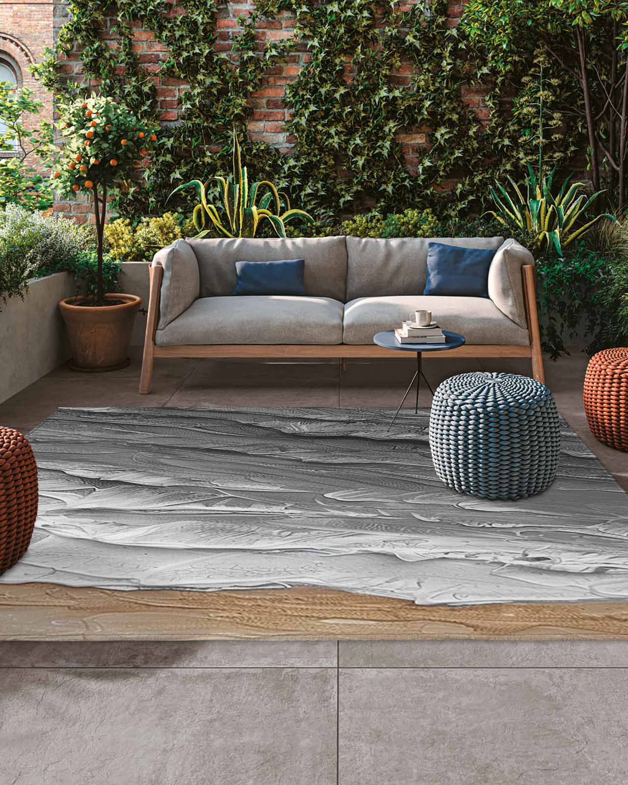 Outdoor Patio Rugs Grey Ocean Wave Outdoor Area Rug Abstract Ombre ...