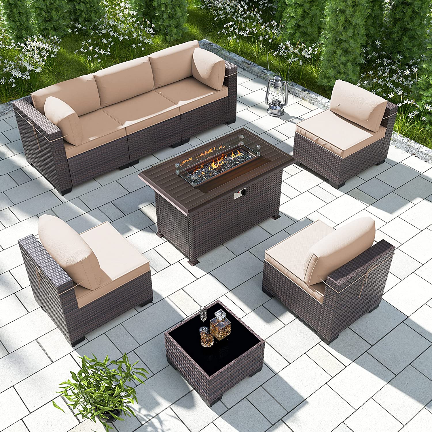 Outdoor Patio Set 12 Pieces Outdoor All Weather Patio Sectional Sofa PE ...