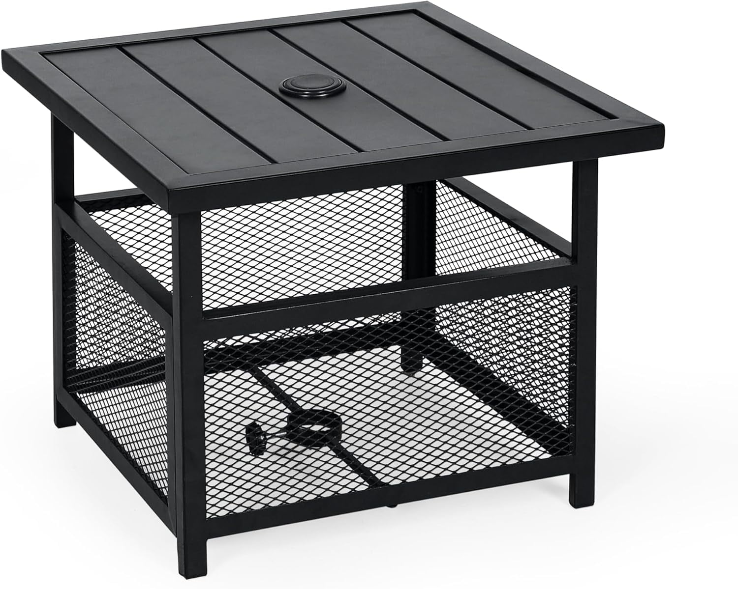 Outdoor Patio Side Table with 1.57" Umbrella Hole, Patio Bistro Square ...