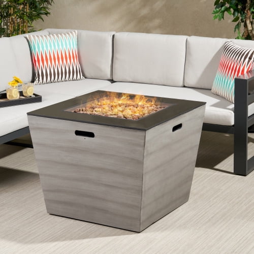 Outdoor Patio Square Fire Pit, 30-Inch Gas Burning Concrete fire Pit ...