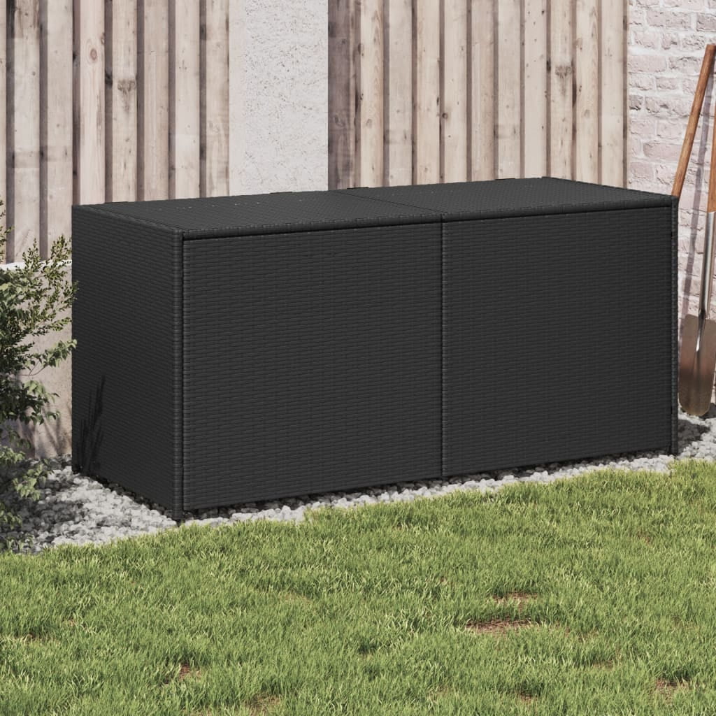 Outdoor Patio Storage Box Black 74.8 Gal Poly Rattan Weatherproof ...