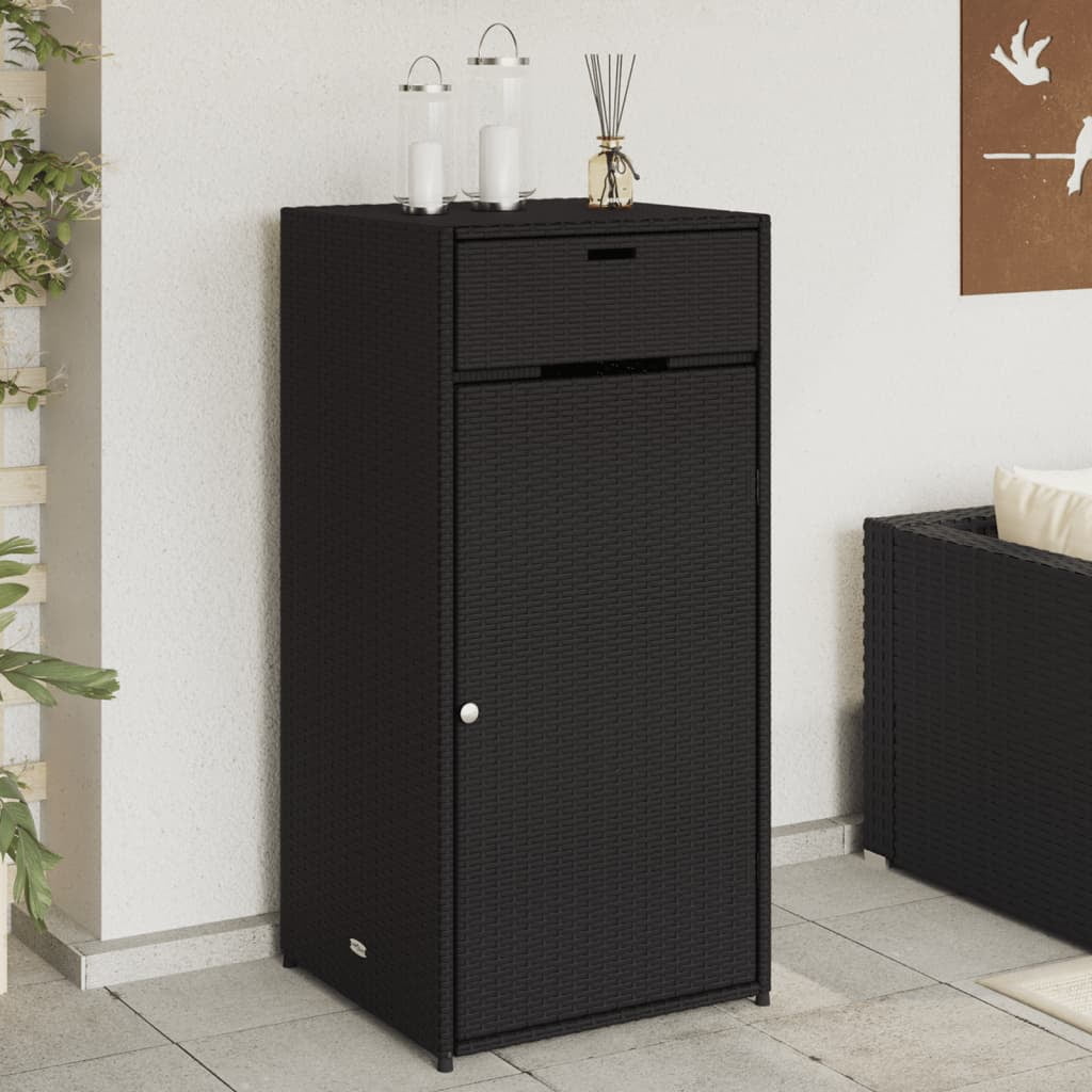 Outdoor Patio Storage Cabinet Black 21.7x21.7x43.7 Poly Rattan ...