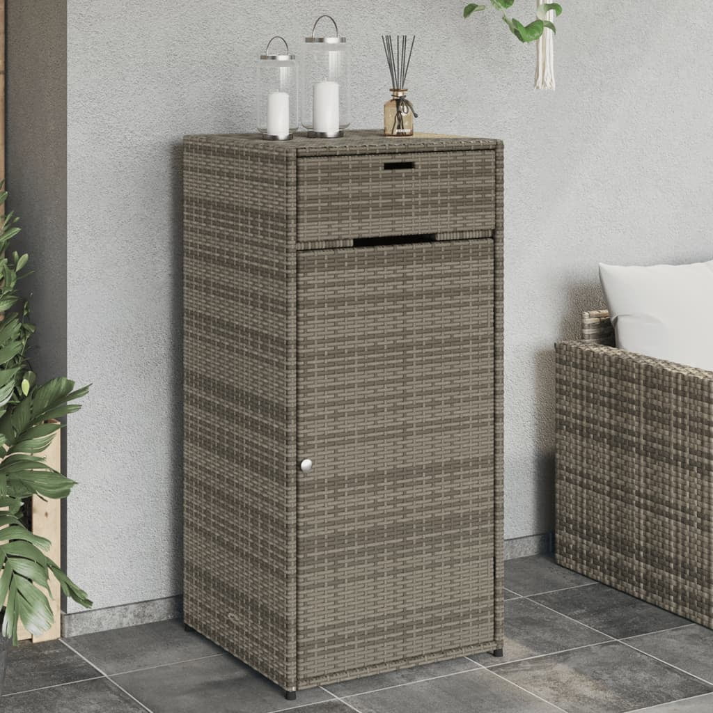 Outdoor Patio Storage Cabinet - Gray Poly Rattan, Waterproof, Space ...