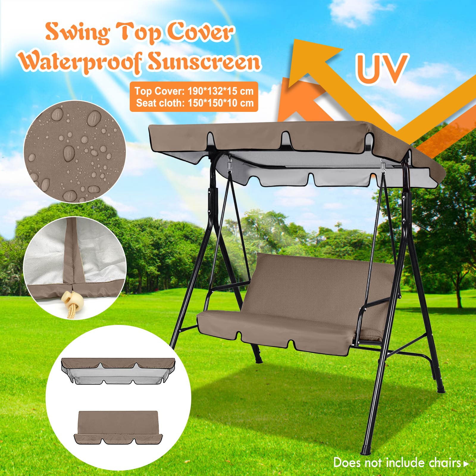 Outdoor Patio Swing Chair Canopy Replacement, Porch Swing Seat Canopy ...