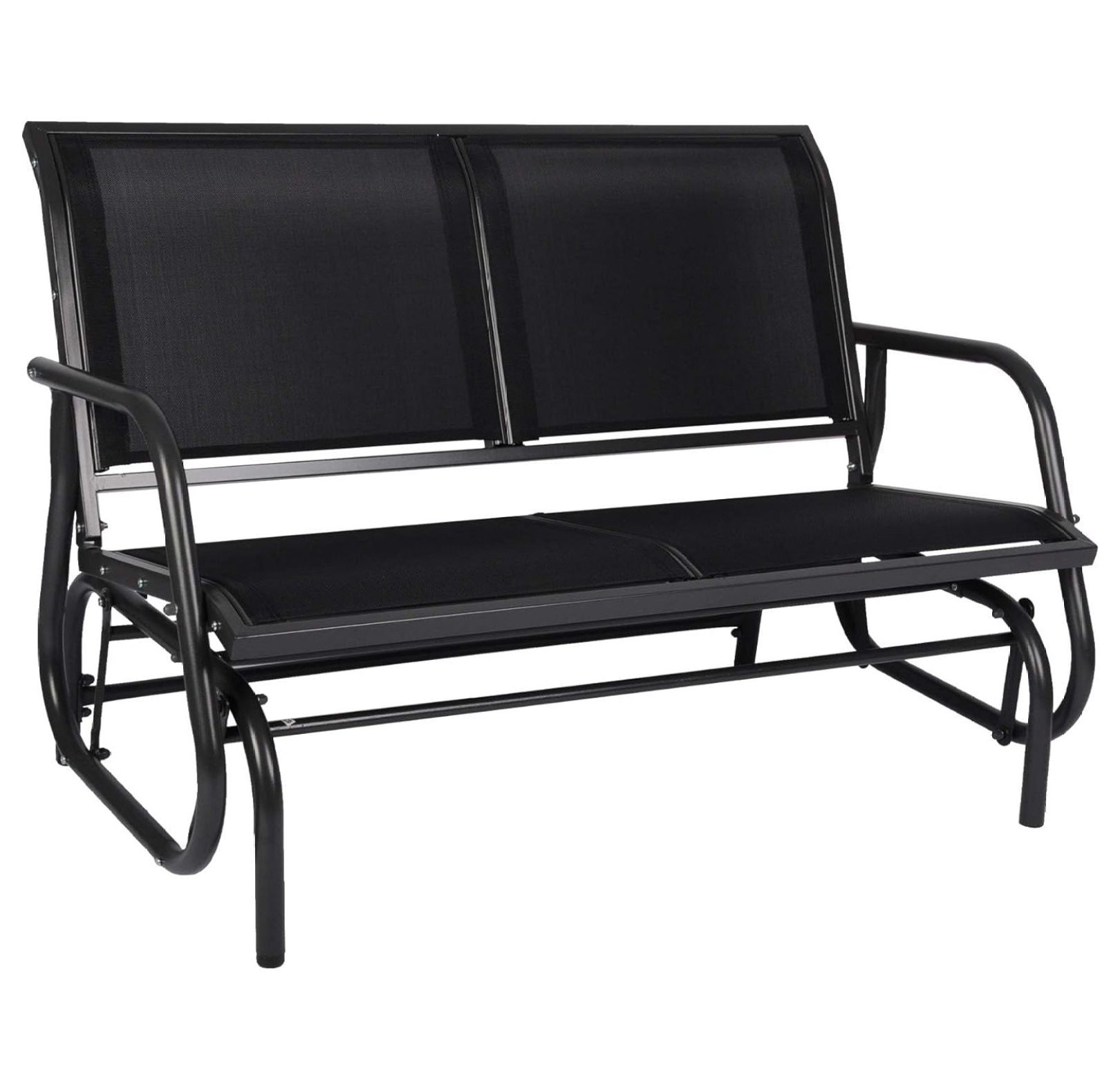 Outdoor Patio Swing Glider Bench-Loveseat Mesh Seating and Smooth Glide ...