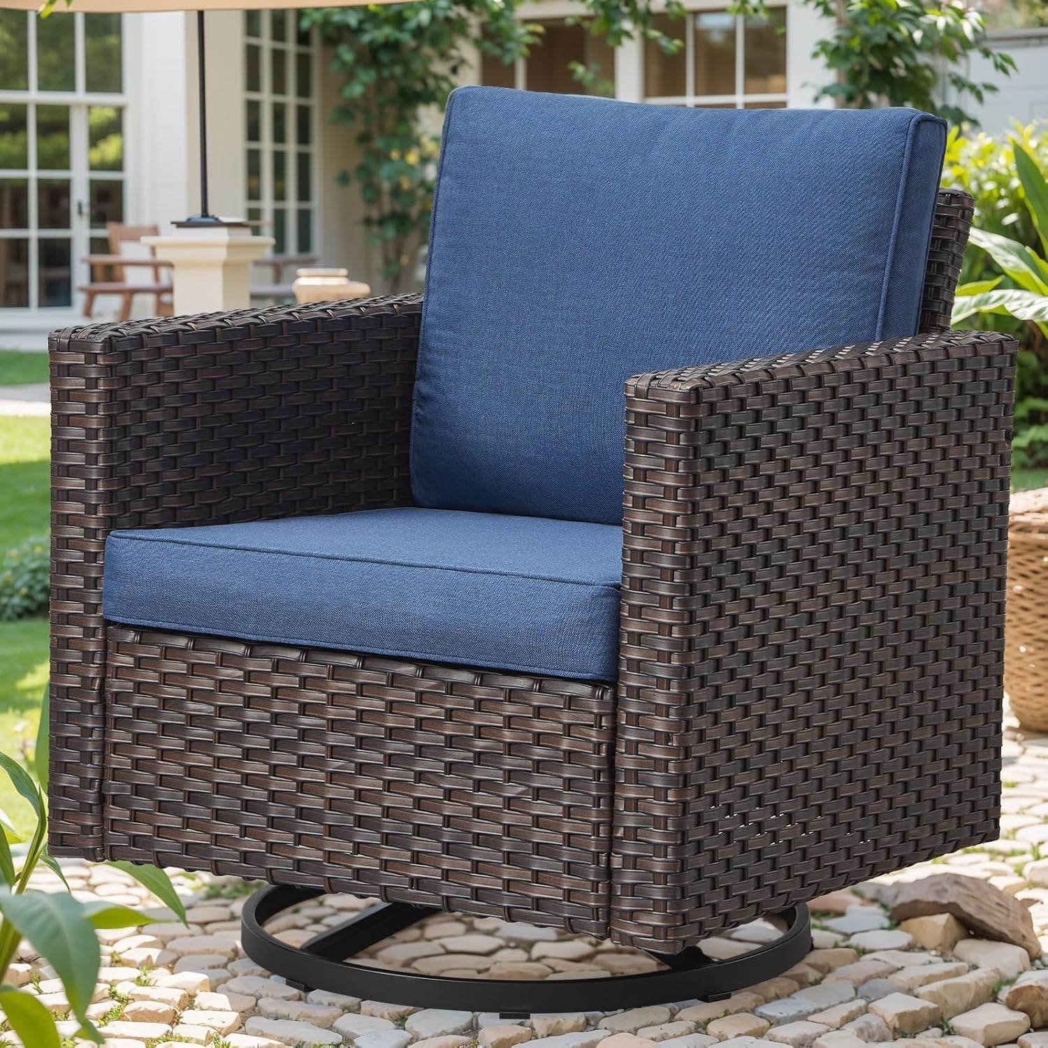 Outdoor Patio Swivel Rocker Chairs - Single Wicker Patio Swivel Rocking ...