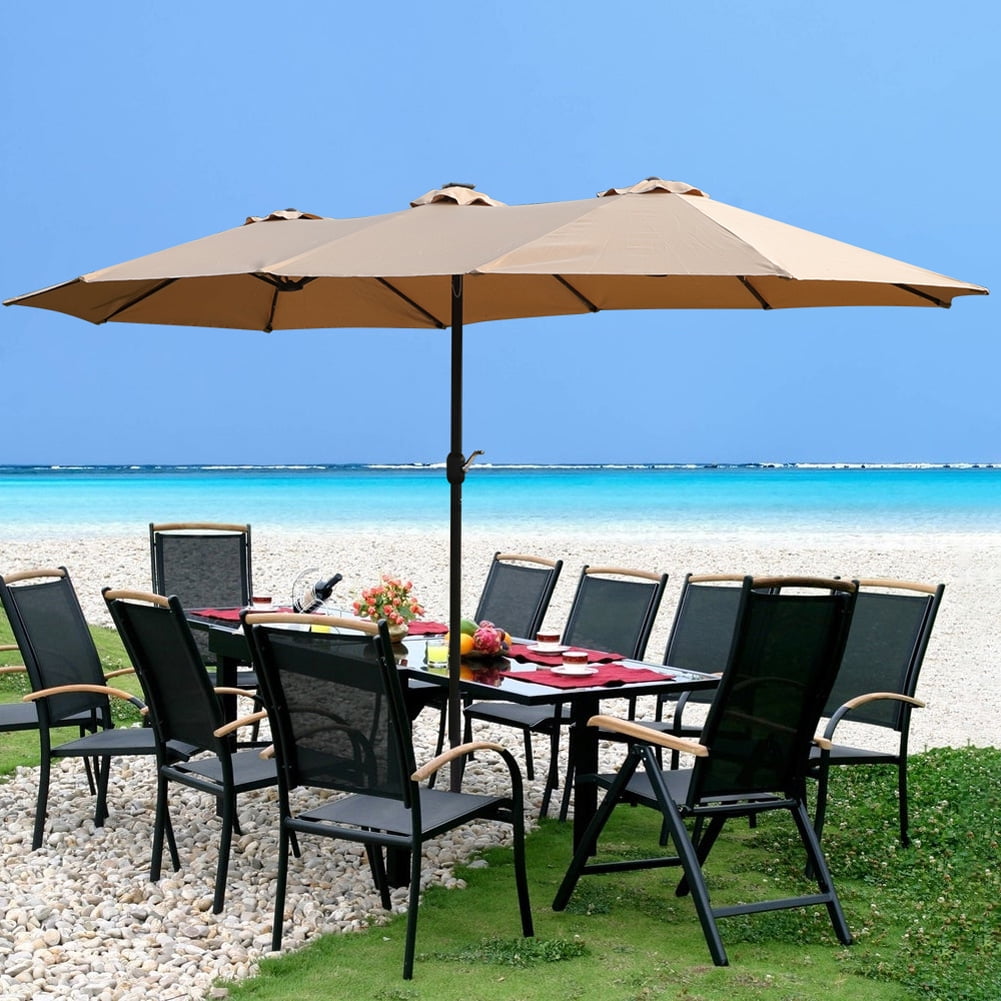 Outdoor Patio Umbrellas With 3 Air Vents Crank And 12 Ribs Rust-proof ...