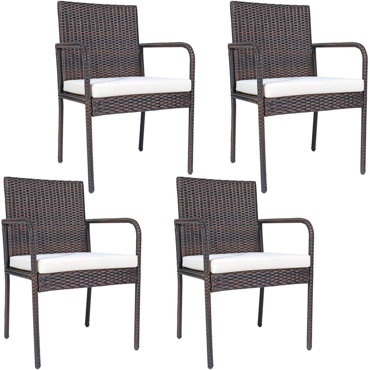 Outdoor Patio Wicker Chairs Set of 4, with Heavy Duty Steel Frame and ...