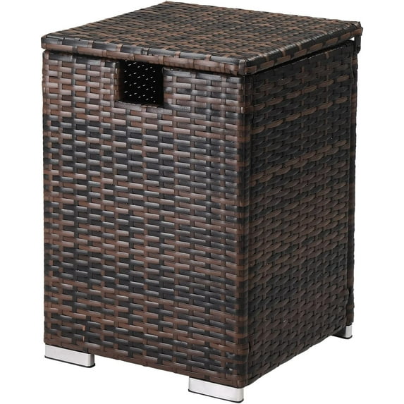 Outdoor Patio Wicker Fire Pit Gas Tank Cover Table, 2-in-1 Rattan ...