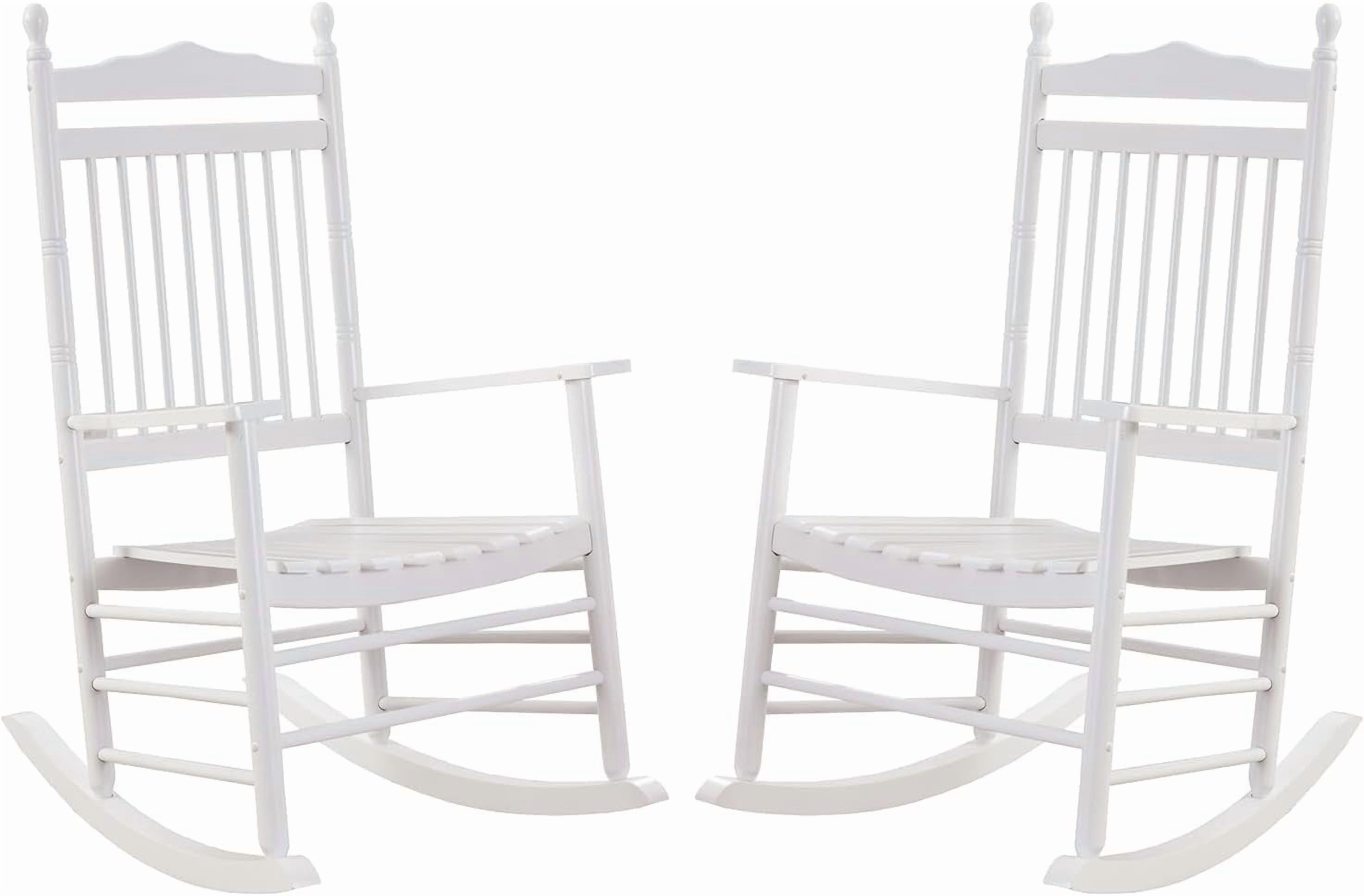 Outdoor Patio Wooden Rocking Chairs Set 2 Piece White Rockers for ...