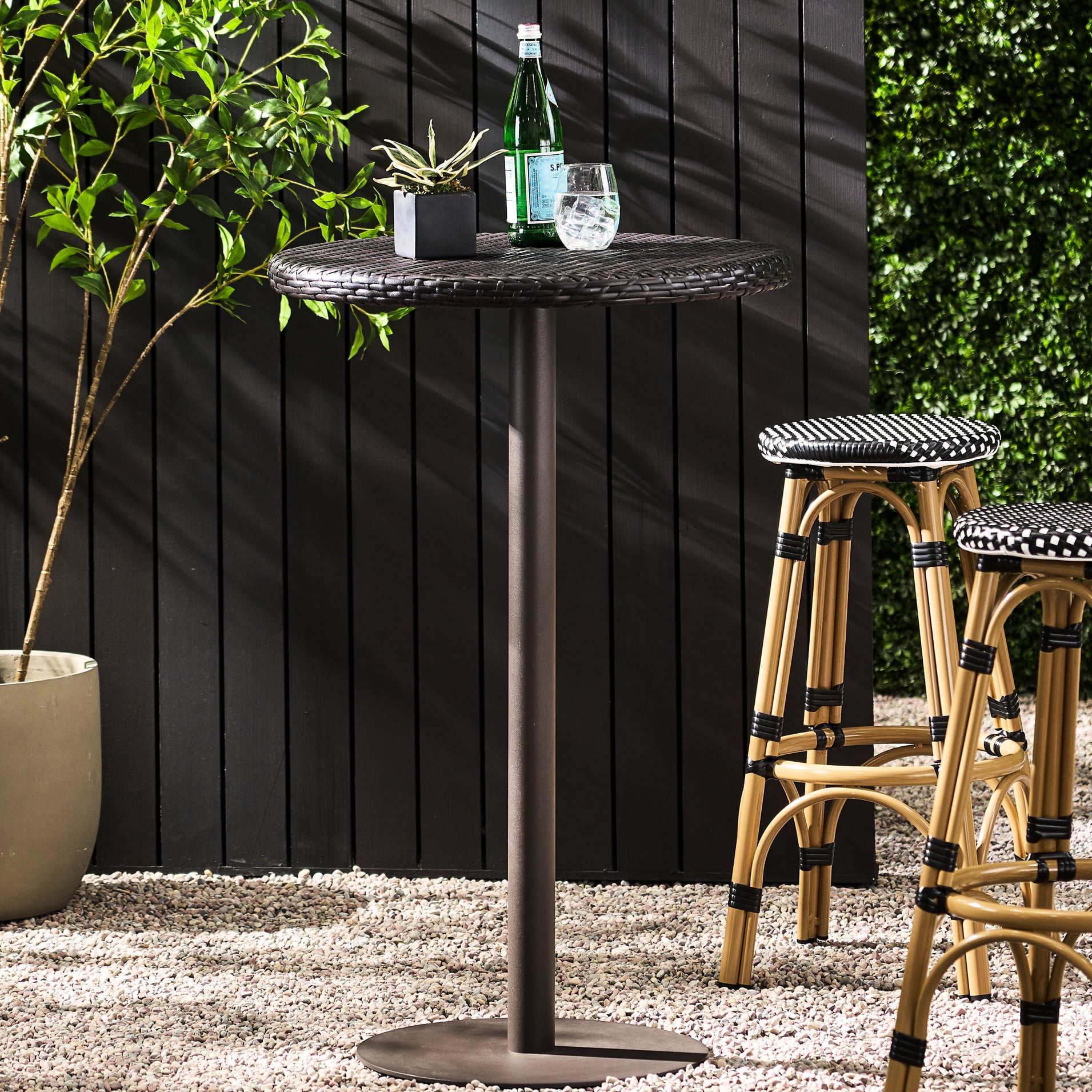 Outdoor Pe Bar Table, 26" Round - Iron Foundation Assembly, Hand ...