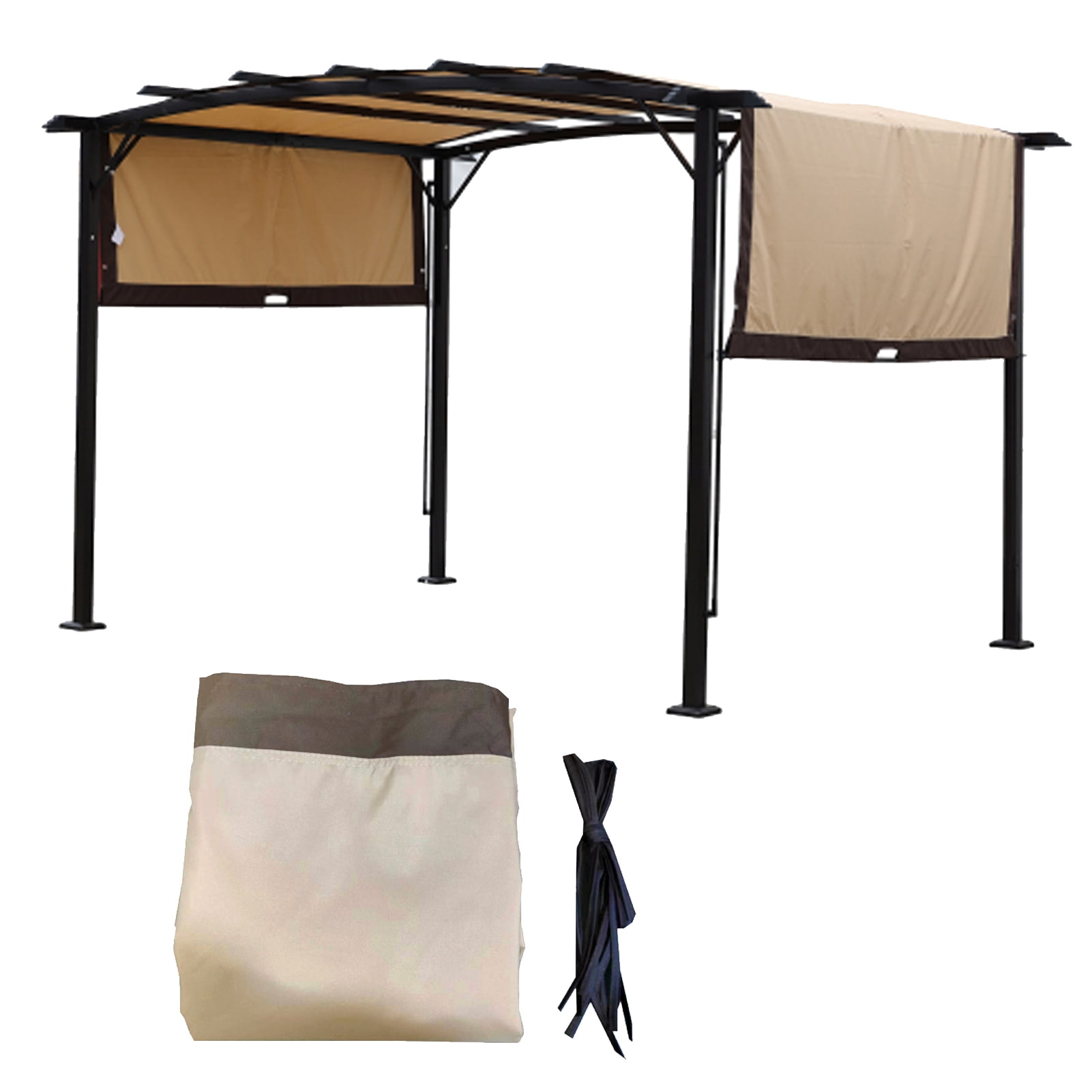Outdoor Pergola Patio Gazebo 12 x 9 Ft ,Retractable Shade Canopy, Steel ...