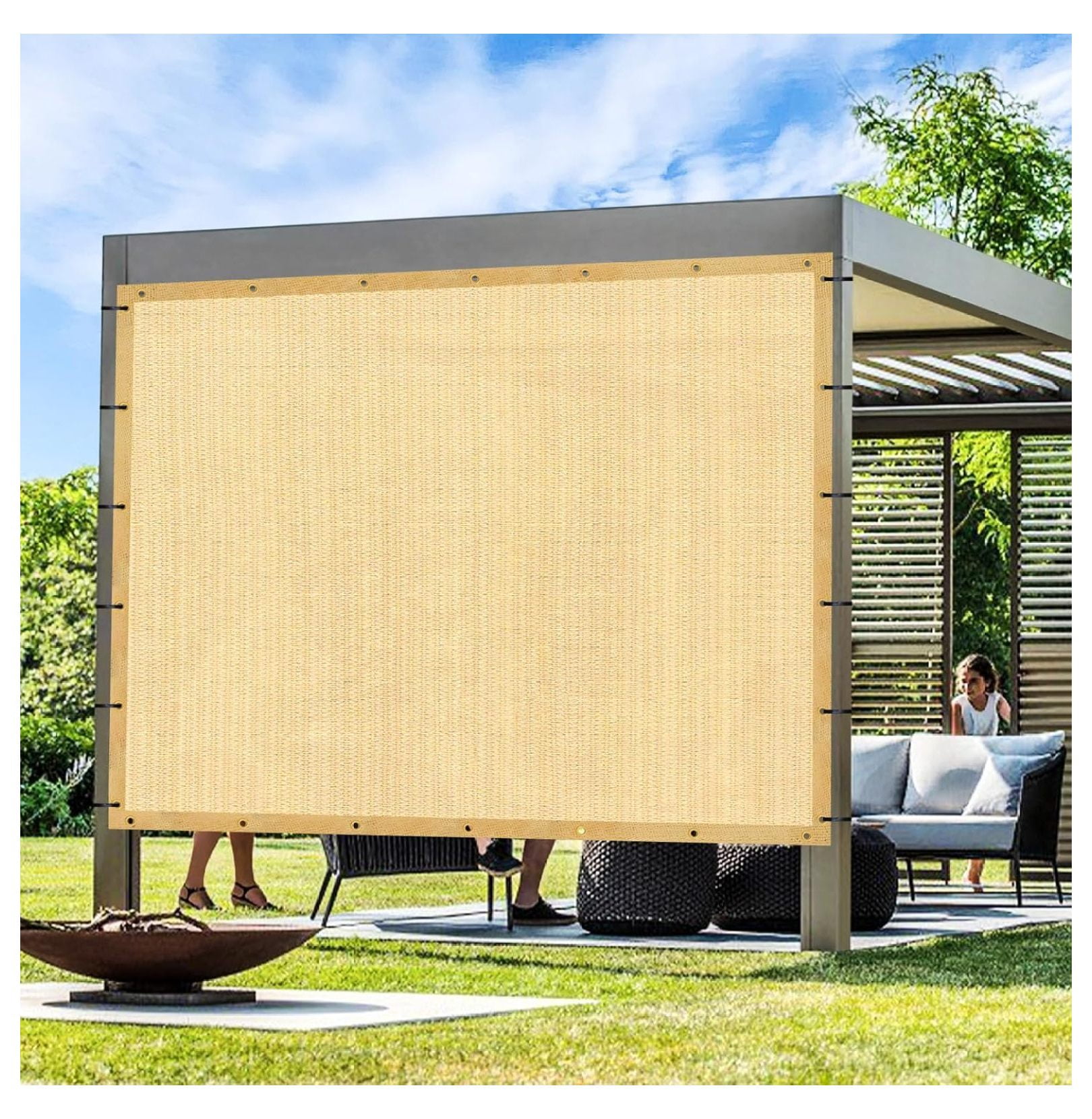 Outdoor Pergola Shade Cover 4x6 FT Sun Shade Cloth with Grommets Wheat ...