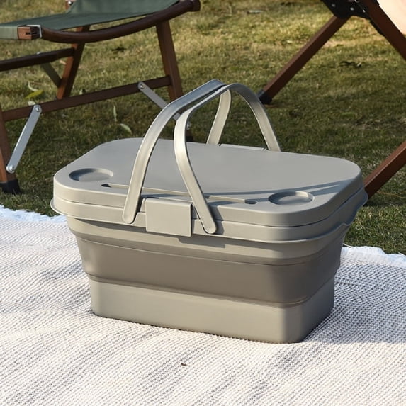 Outdoor Picnic Basket with Removable Table Lid - 3-in-1 Foldable ...