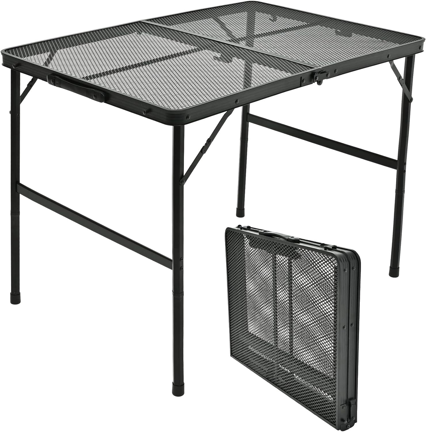 Outdoor Picnic Folding Camping Table, Card Table Adjustable Height,Mesh ...