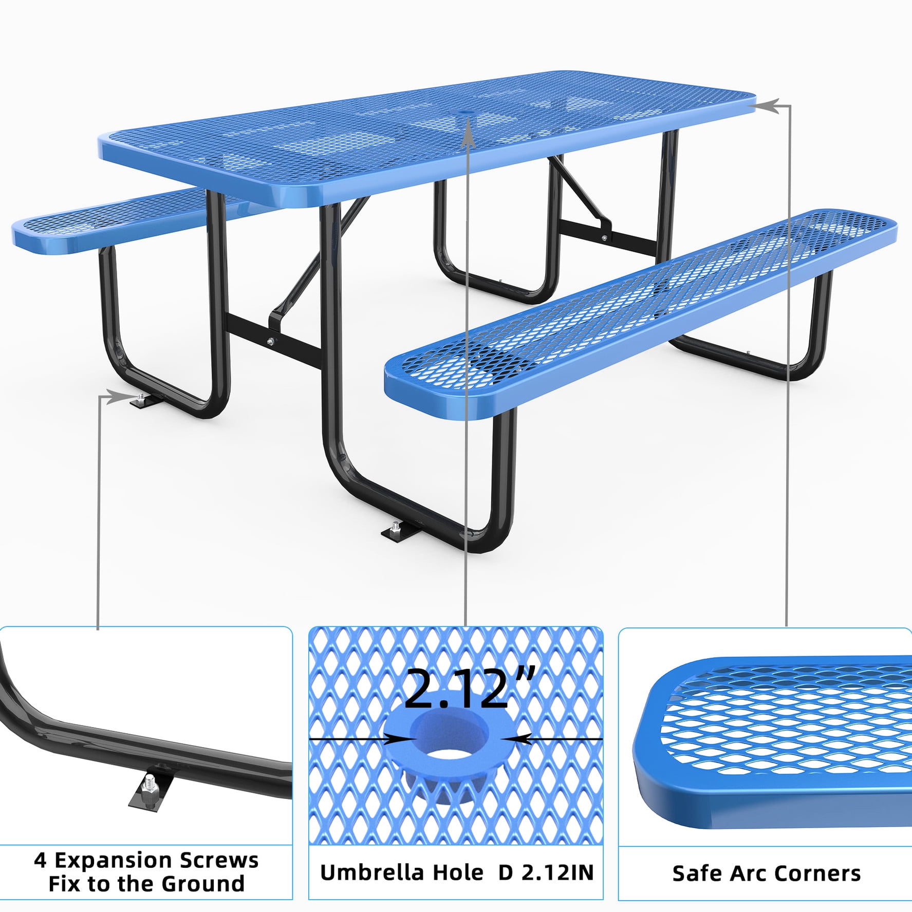 Outdoor Picnic Table / Weather - resistant Galvanized Legs, 30.50" High ...