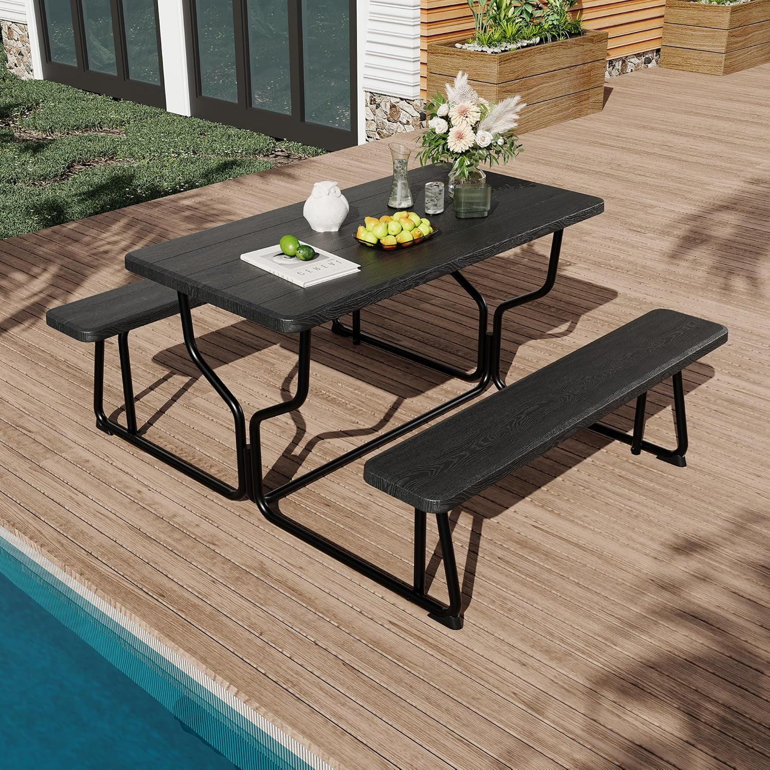 Outdoor Picnic Tables with Benches, Portable Picnic Table with Seats ...