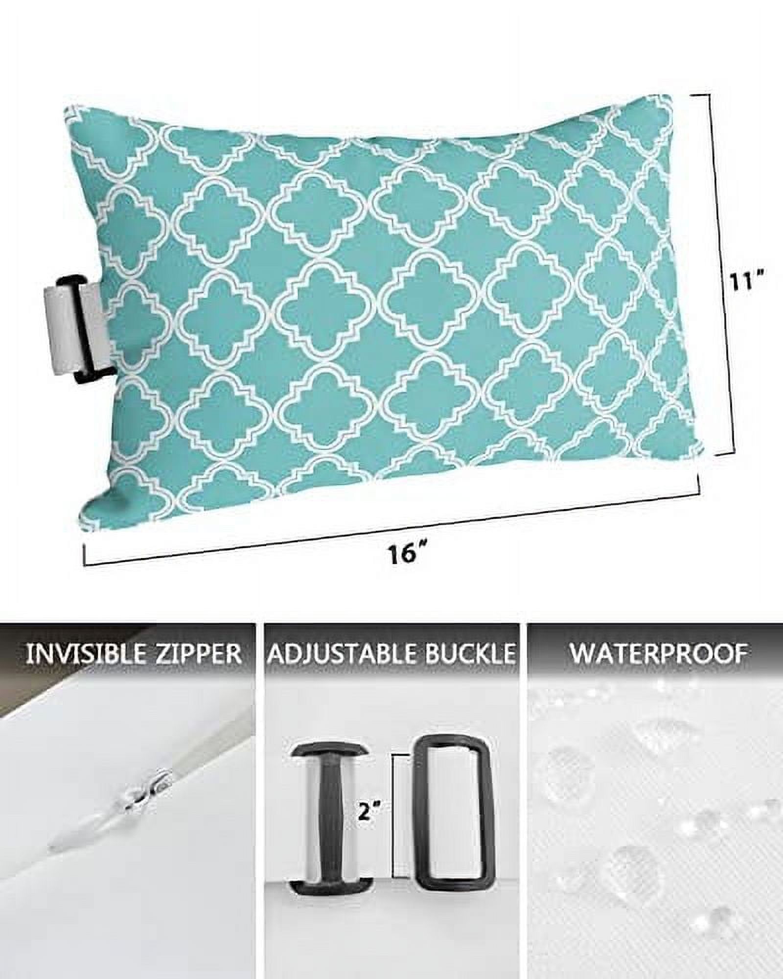 Outdoor Pillow for Chaise Lounge Chair, Cyan Moroccan Pattern Geometric ...