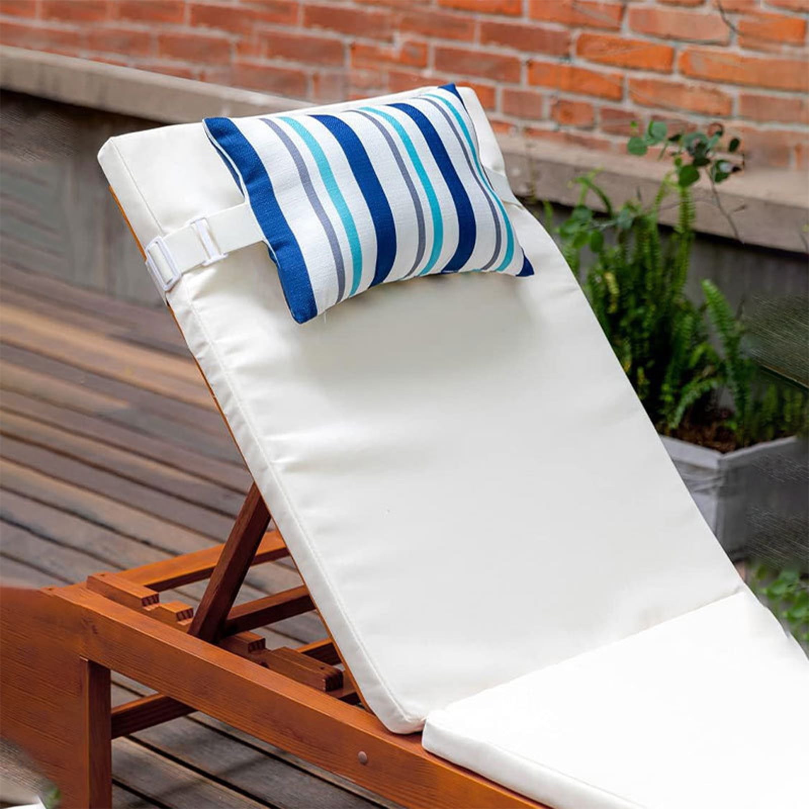 Outdoor Pillow for Chaise Lounge Chair, Stripe Waterproof Headrest ...
