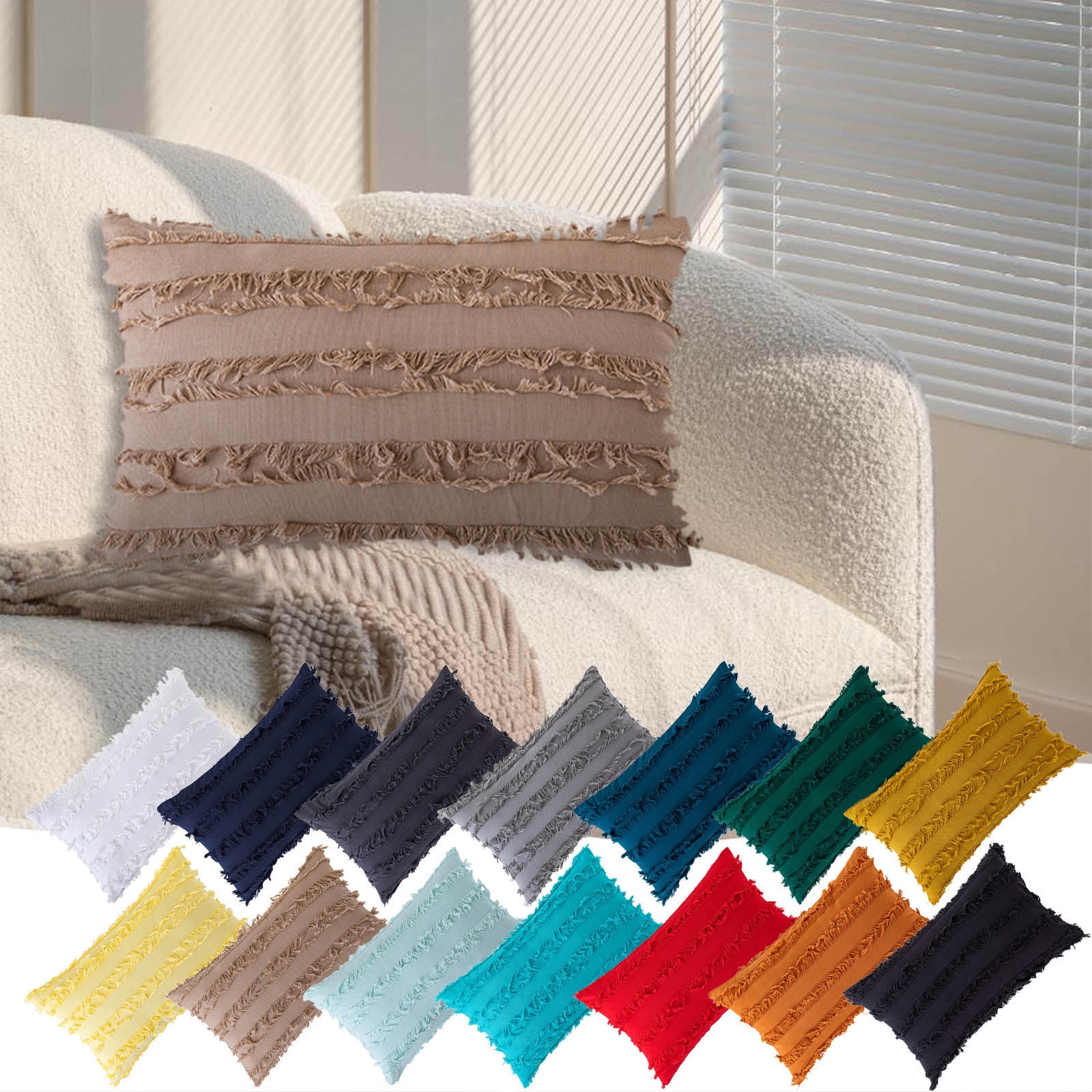 Outdoor Pillow Cover | Modern Solid Color Cushion Slipcover | Weather ...