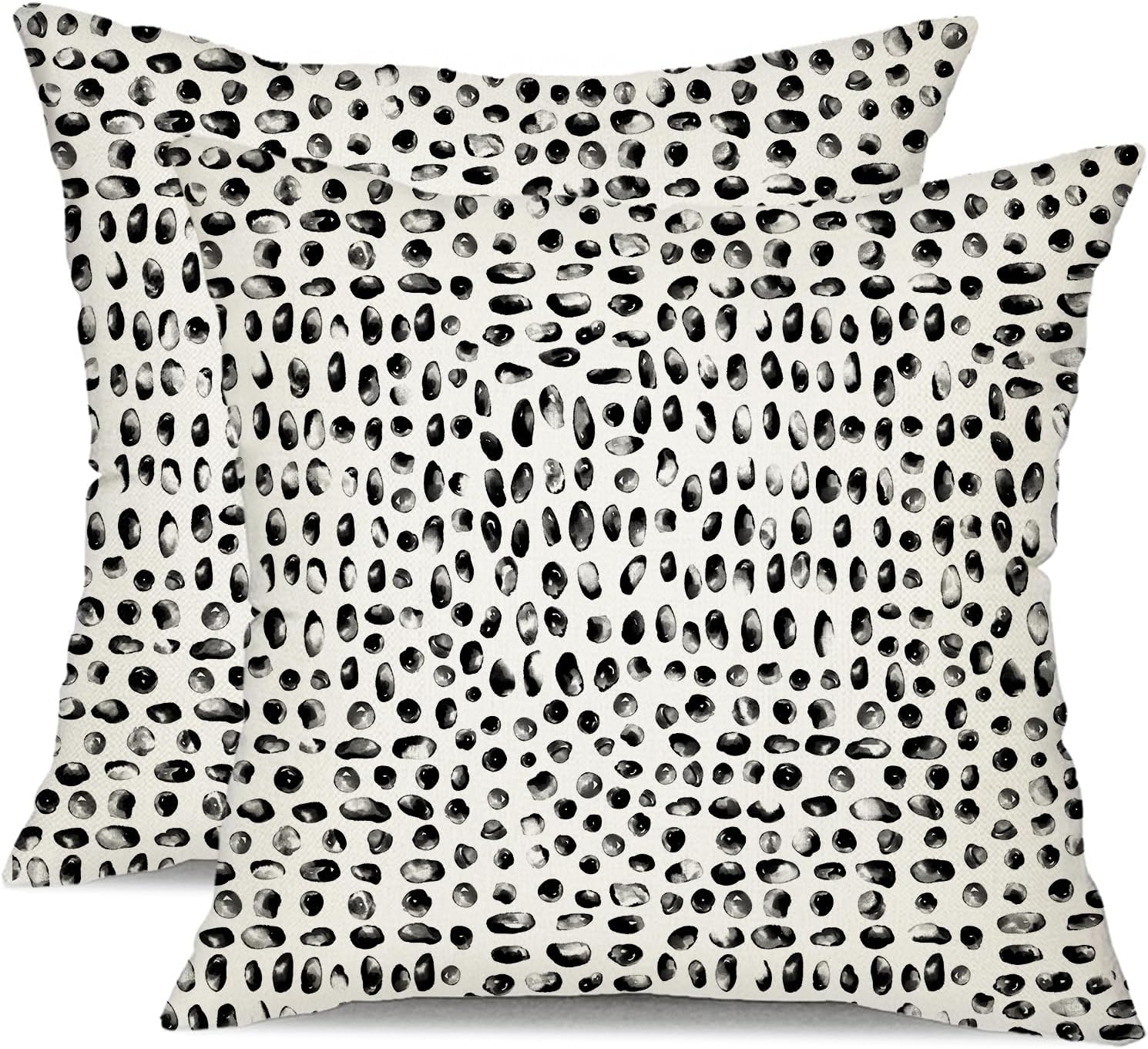 Outdoor Pillow Covers 18x18 Inch Set of 2 Dense Black Polka Dot Decor ...