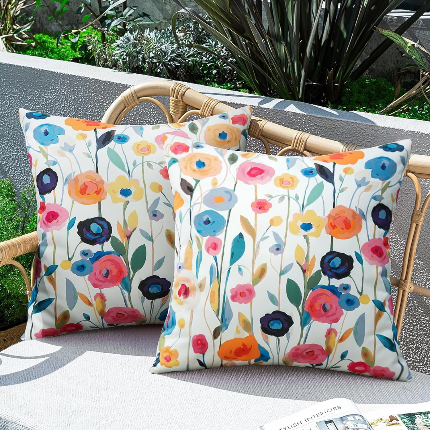Outdoor Pillow Covers 18x18 Waterproof Throw Pillow Covers Colorful ...