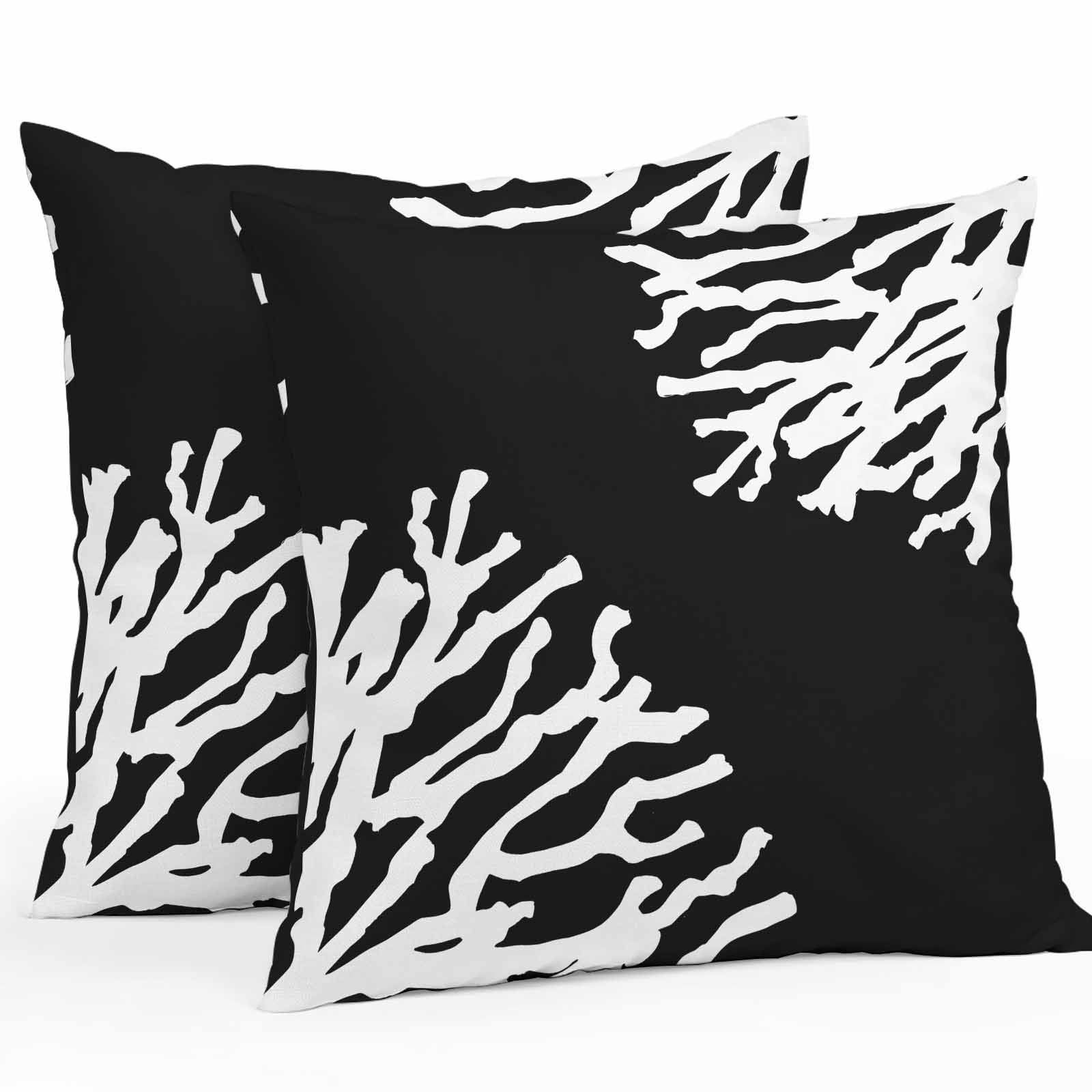 Outdoor Pillow Covers 20 x 20 Inches, Coral Black Waterproof Throw ...